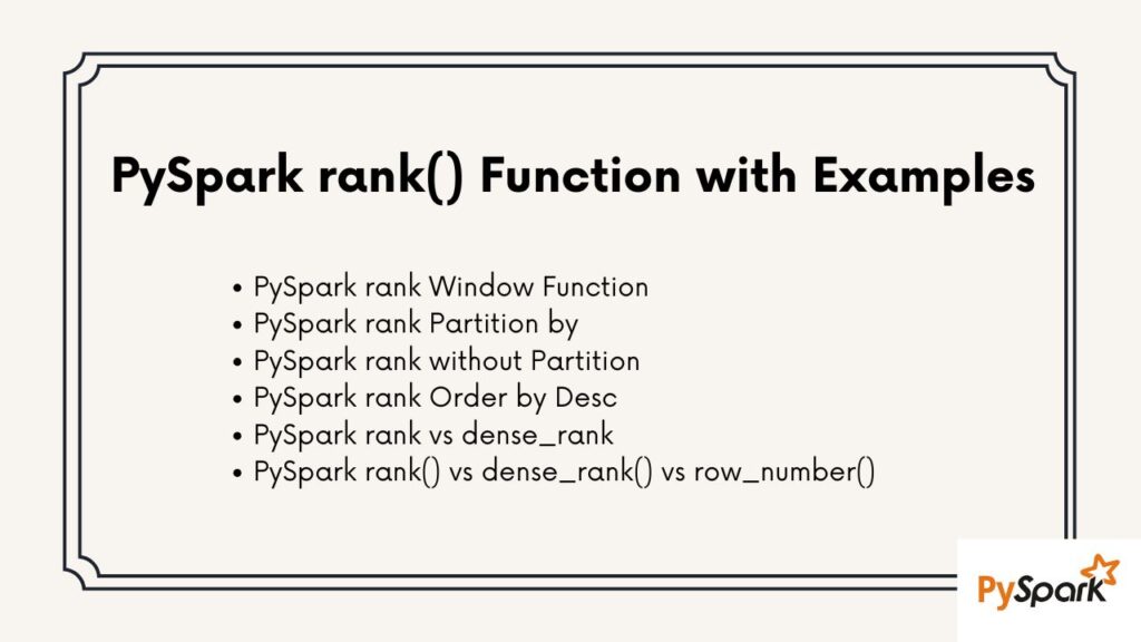 Pyspark Rank Function With Examples Spark By Examples